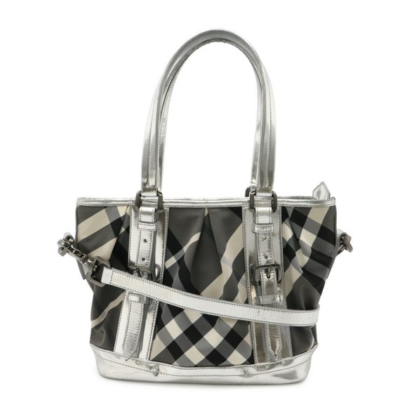 Burberry | Bags | Burberry Beat Check Pattern Tote Bag Shoulder Nylon ...